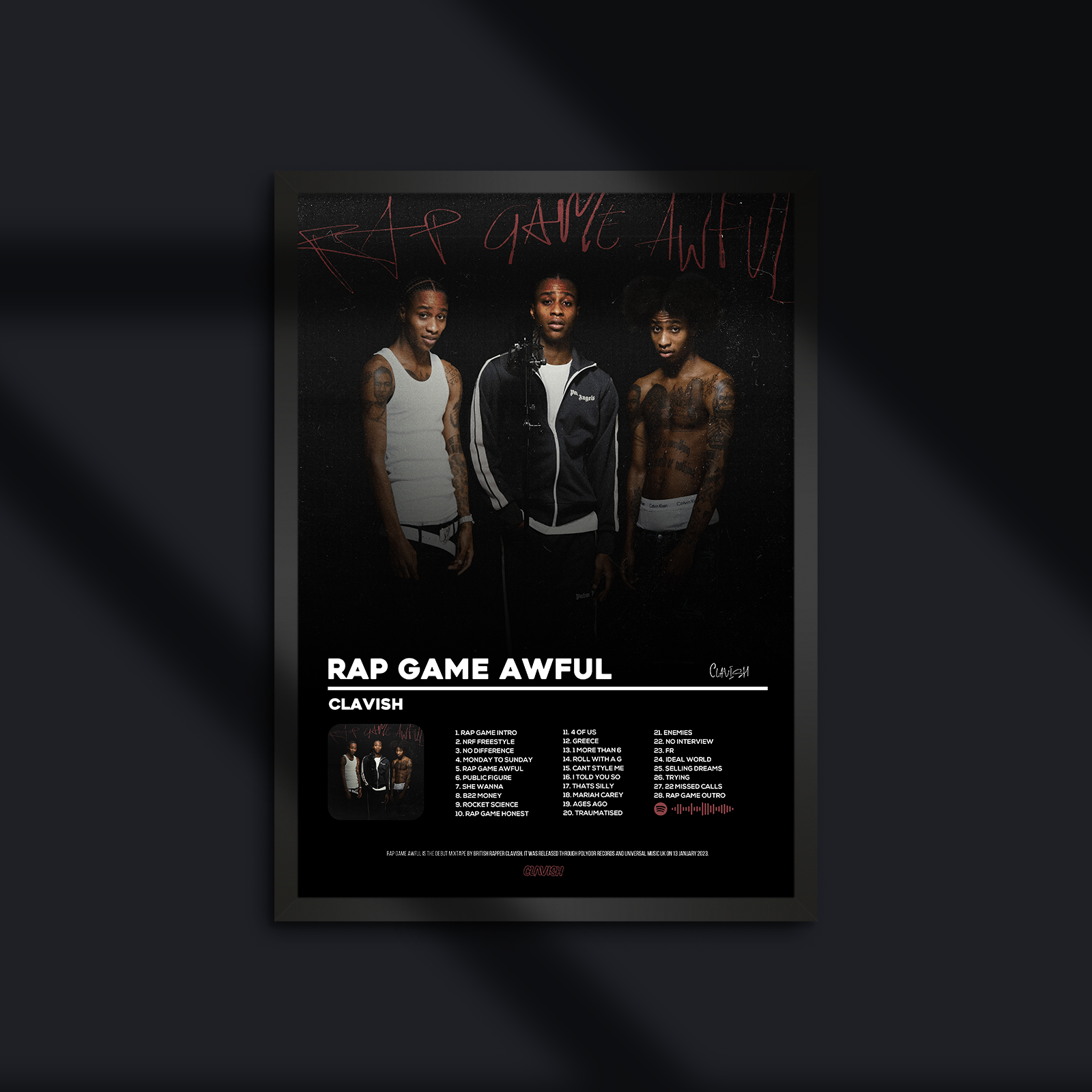 Clavish "Rap Game Awful" (STEALTH 2.0) - Music Print/Poster – Styling Walls