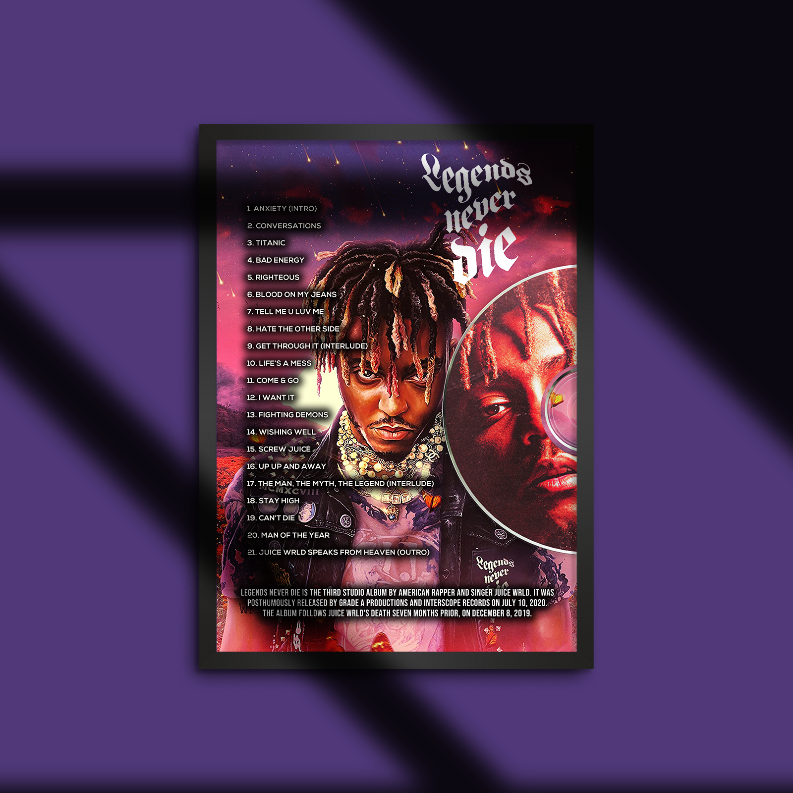 Juice Wrld "Legends Never Die" Album - Music Print/Poster – Styling Walls
